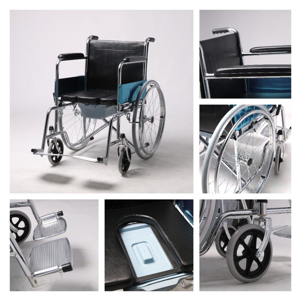 Steel Folding Frame Commode Wheelchair For Senior - Emzor Hesco Limited
